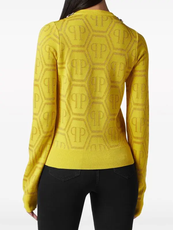 Philipp Plein Monogram Crystal-embellished Jumper - Yellow