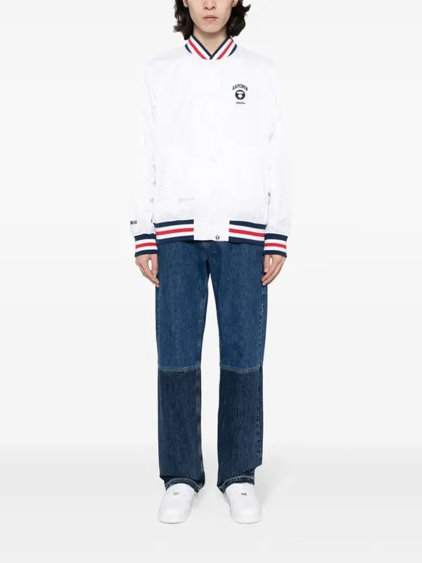 AAPE BY *A BATHING APE Stripe-trim Bomber Jacket - White