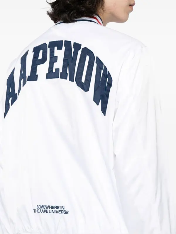 AAPE BY *A BATHING APE Stripe-trim Bomber Jacket - White