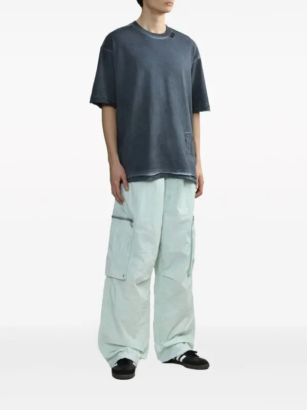 Izzue Logo-embroidery Crinkled Cargo Trousers