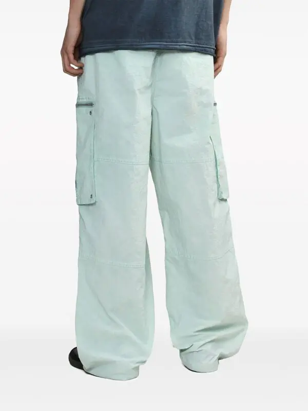 Izzue Logo-embroidery Crinkled Cargo Trousers