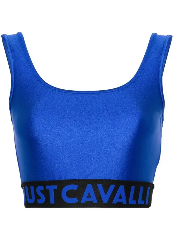 Just Cavalli Logo-underband Crop Top - Blue