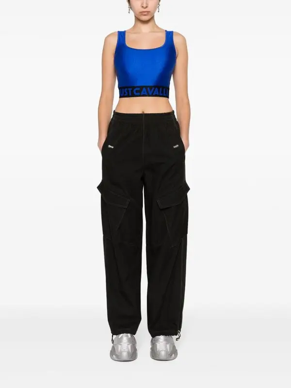 Just Cavalli Logo-underband Crop Top - Blue