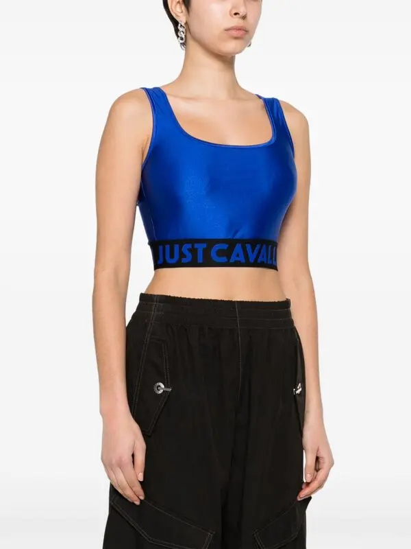 Just Cavalli Logo-underband Crop Top - Blue