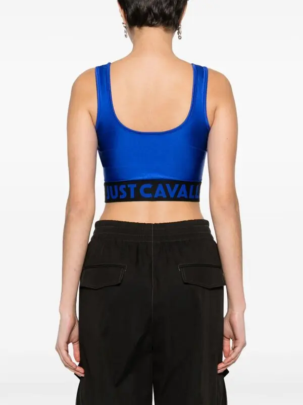 Just Cavalli Logo-underband Crop Top - Blue