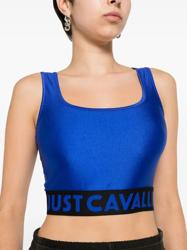 Just Cavalli Logo-underband Crop Top - Blue