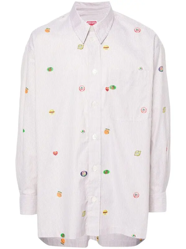 Kenzo Fruit Stickers Striped Shirt