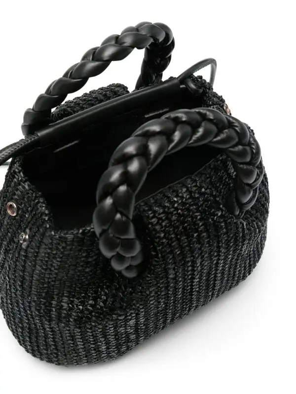 Hereu Trapeze Raffia Tote Bag - Black