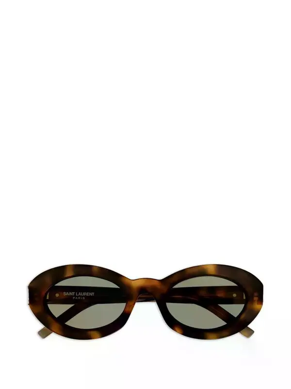 Saint Laurent Oval-frame Patterned Sunglasses - Brown