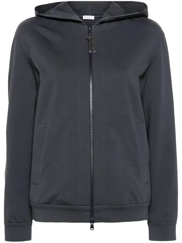 Brunello Cucinelli Zip-up Cotton Hoodie - Blue
