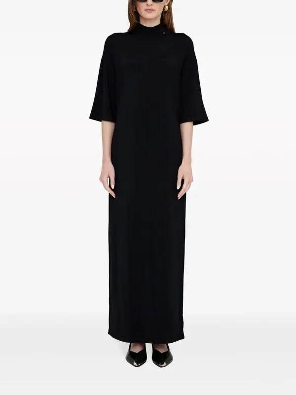 knee length dresses for ladies Black Jersey Gathered Maxi Dress – self-portrait