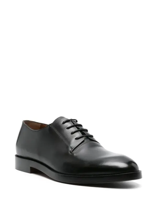 Zegna Almond-toe Leather Derby Shoes