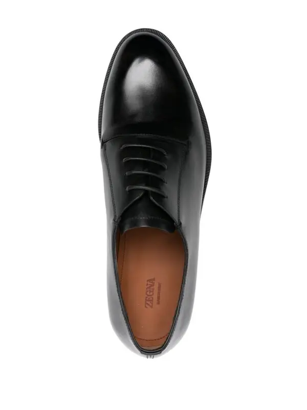 Zegna Almond-toe Leather Derby Shoes