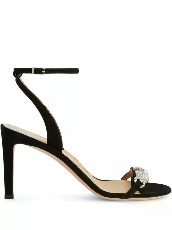 GIUSEPPE ZANOTTI 85mm Thais Crystal-embellished Suede Sandals - Black