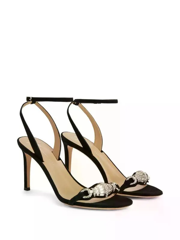 GIUSEPPE ZANOTTI 85mm Thais Crystal-embellished Suede Sandals - Black