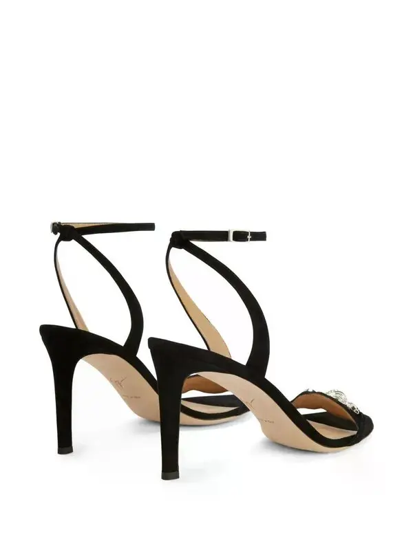 GIUSEPPE ZANOTTI 85mm Thais Crystal-embellished Suede Sandals - Black