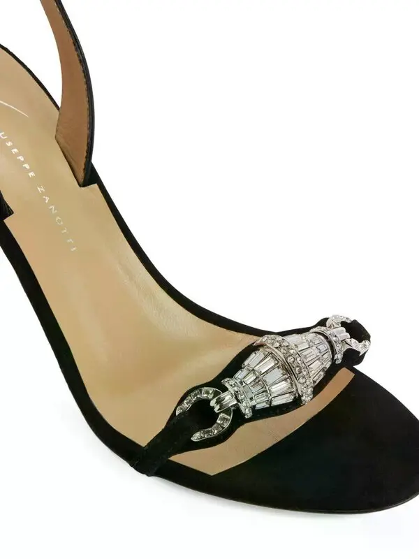 GIUSEPPE ZANOTTI 85mm Thais Crystal-embellished Suede Sandals - Black