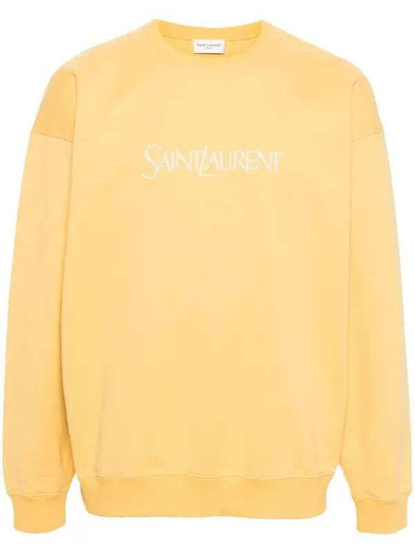 Saint Laurent Logo-embroidered Sweatshirt - Yellow
