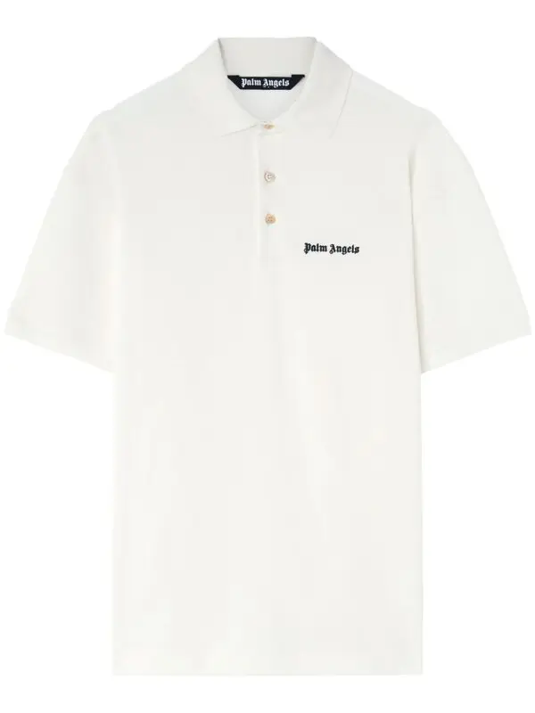 Palm Angels Logo-print Cotton Polo Shirt - White