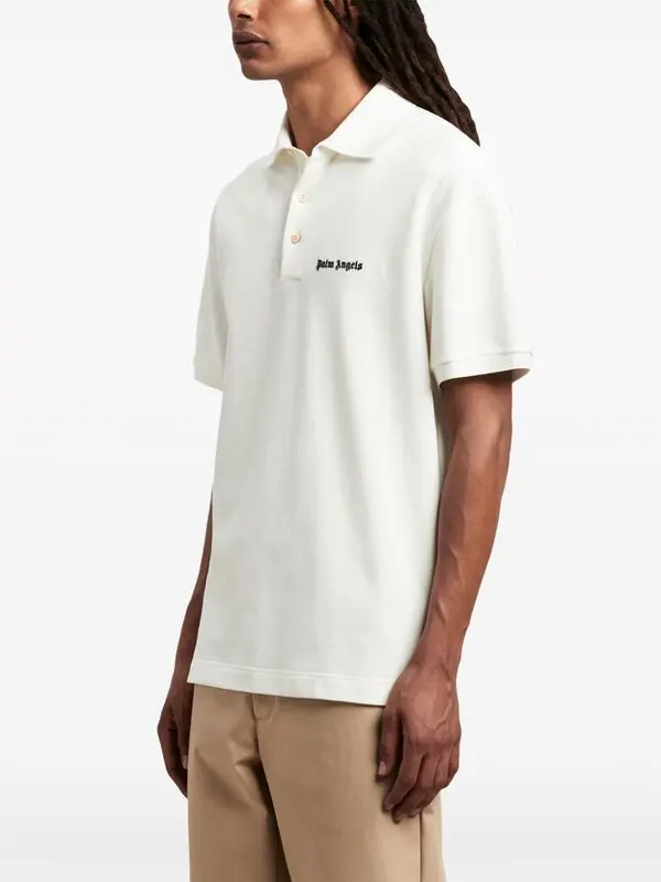 Palm Angels Logo-print Cotton Polo Shirt - White