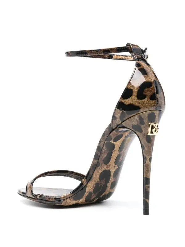 Dolce & Gabbana 110mm Leopard-Print Sandals - Black | Editorialist