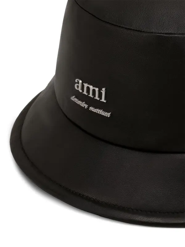 AMI Paris Logo-plaque Leather Bucket Hat