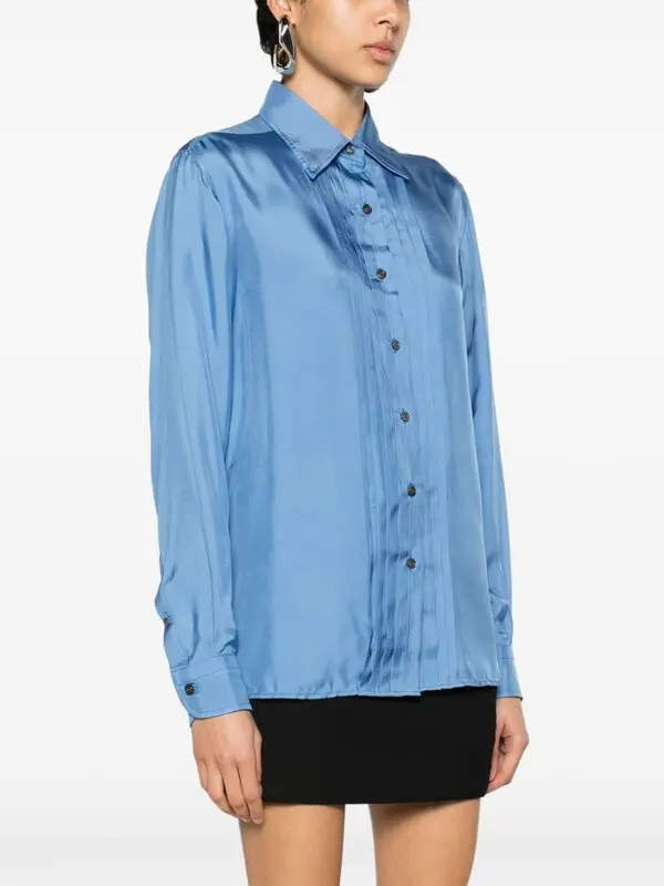 TOM FORD Pleated Satin Shirt - Blue