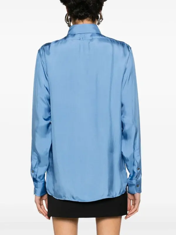 TOM FORD Pleated Satin Shirt - Blue