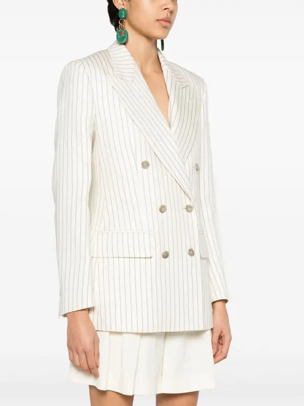 TOM FORD Striped Double-breasted Twill Blazer - Neutrals