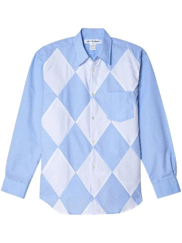 Comme Des Garçons Argylle-pattern Cotton Shirts