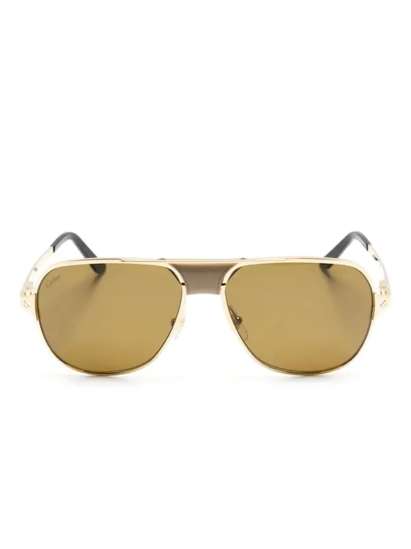 CARTIER Santos De Pilot-frame Sunglasses - Gold
