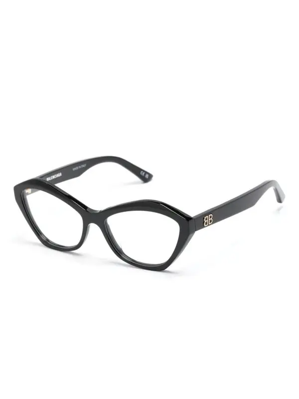 Balenciaga Logo-plaque Cat-eye Glasses - Black