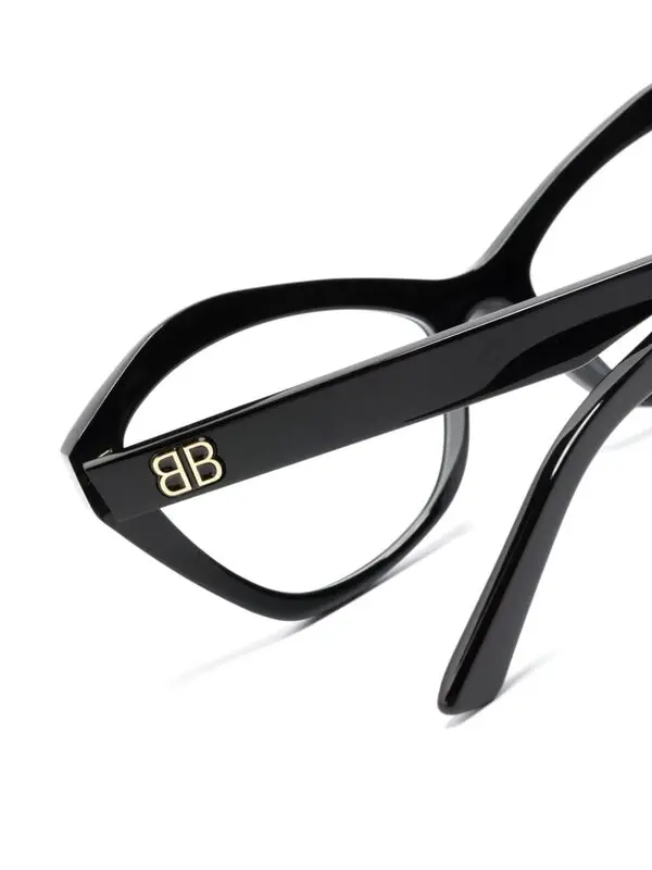 Balenciaga Logo-plaque Cat-eye Glasses - Black