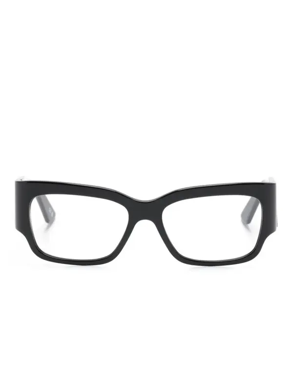 Balenciaga Logo-engraved Square-frame Glasses - Black