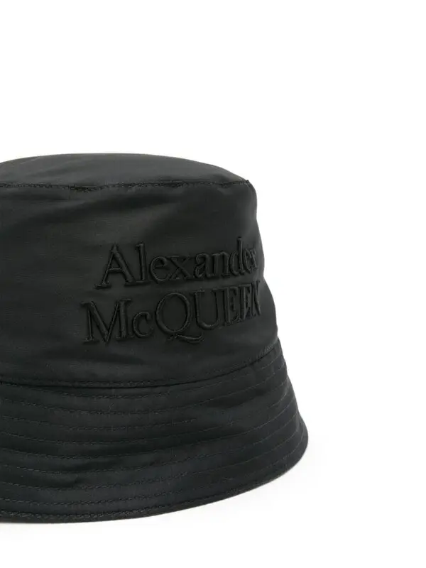 Alexander Mcqueen Embroidered Logo Bucket Hat - NWT Alexander Mcqueen Logo-Embroidered Bucket Hat - Black - 46  main image 3