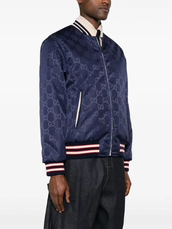 Gucci Gg Supreme Reversible Bomber Jacket - Blue | Editorialist