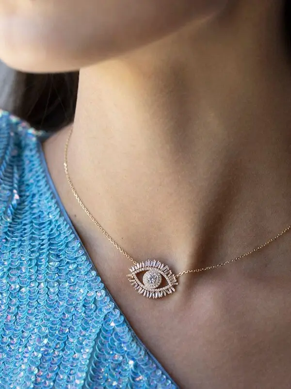 SUZANNE KALAN 18kt Yellow Firework Evil Eye Necklace