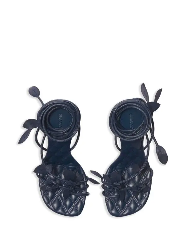 Burberry Ivy Flora Leather Sandals - Blue