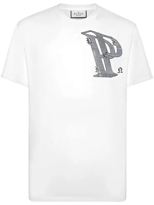 Philipp Plein Rhinestone-embellished Cotton T-shirt - White