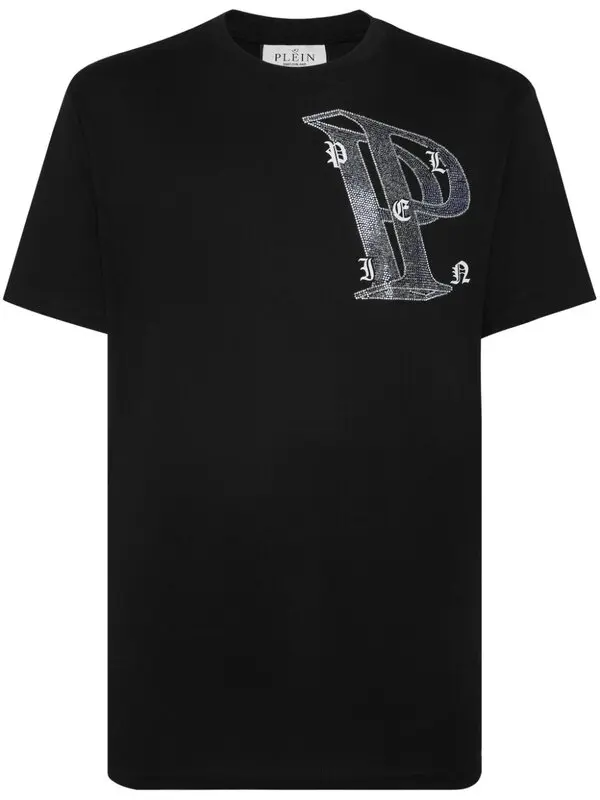 Philipp Plein Rhinestone-embellished Cotton T-shirt - Black