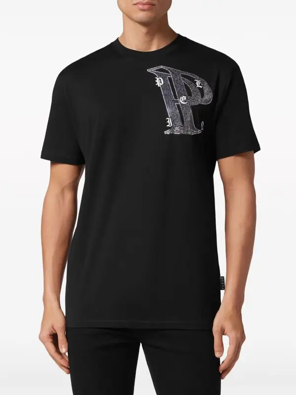 Philipp Plein Rhinestone-embellished Cotton T-shirt - Black
