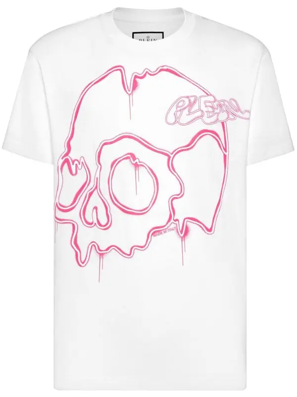 Philipp Plein Dripping Skull Cotton T-shirt - White