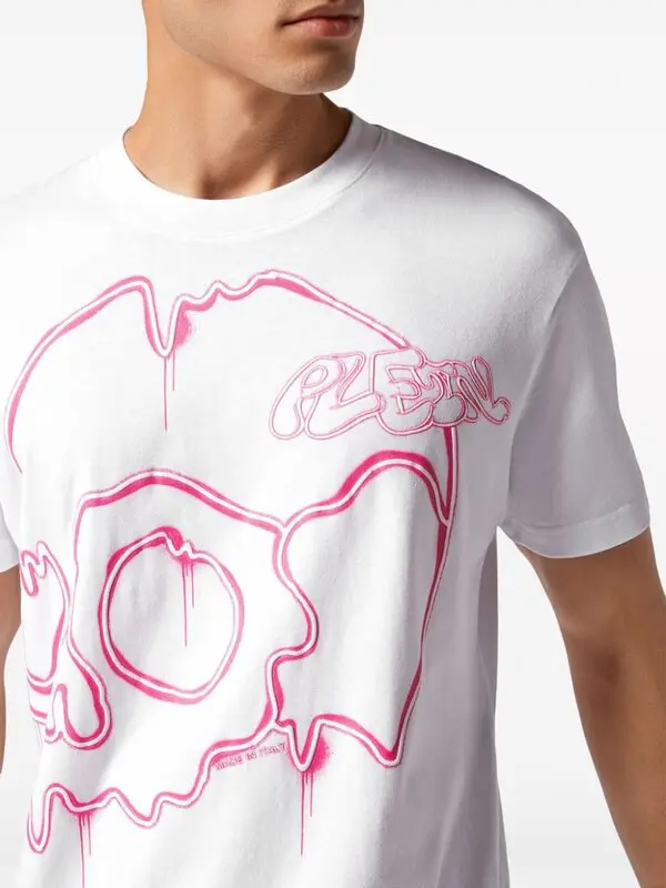 Philipp Plein Dripping Skull Cotton T-shirt - White