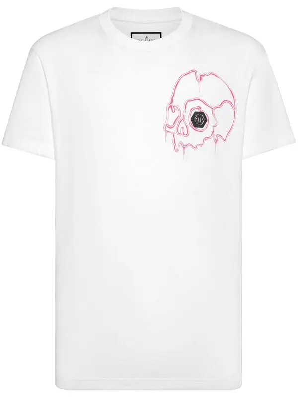 Philipp Plein Dripping Skull Cotton T-shirt - White