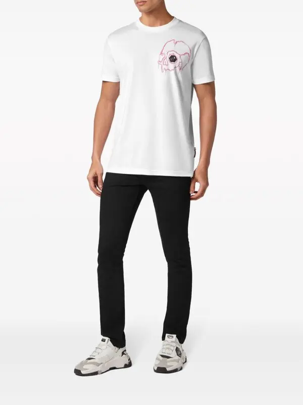 Philipp Plein Dripping Skull Cotton T-shirt - White