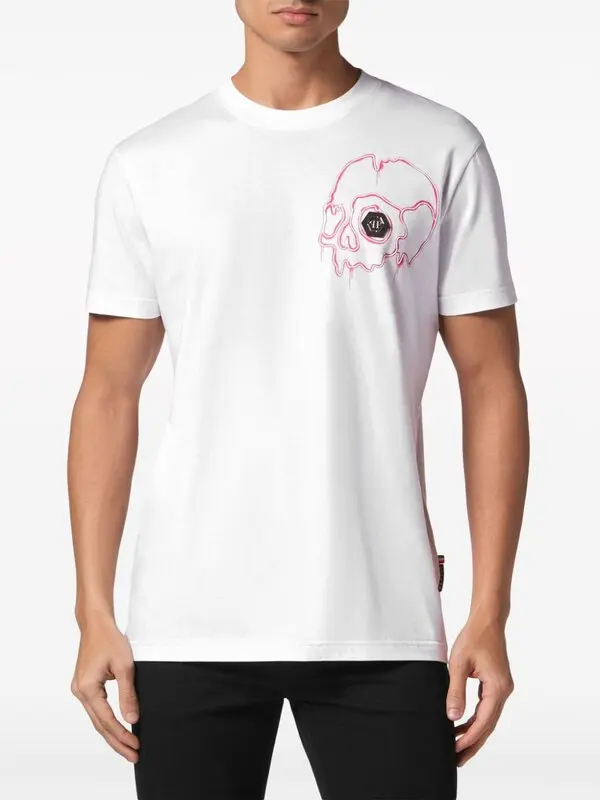 Philipp Plein Dripping Skull Cotton T-shirt - White