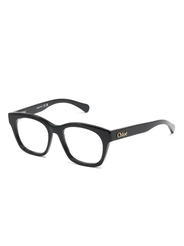 Chloé Logo-embossed Square-frame Glasses - Black