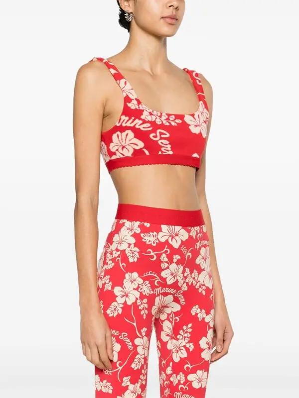 MARINE SERRE Floral-jacquard Towel Bralette
