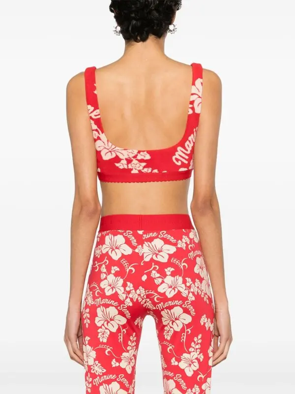 MARINE SERRE Floral-jacquard Towel Bralette