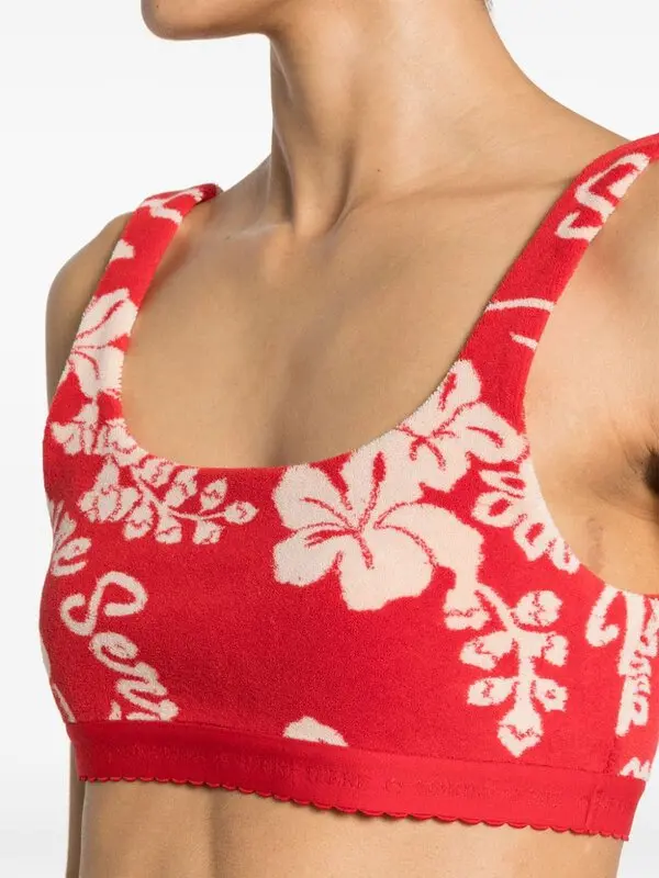 MARINE SERRE Floral-jacquard Towel Bralette